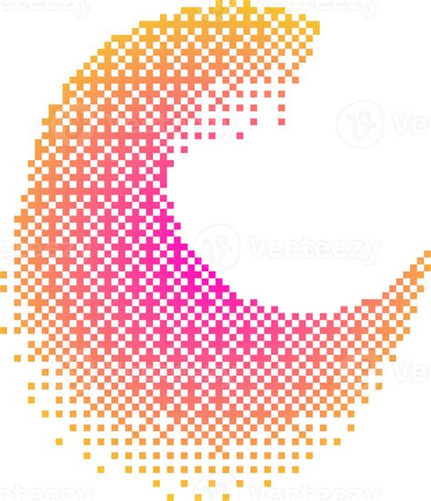 pixel pattern crescent shape textured moon with bitmap y2k dither