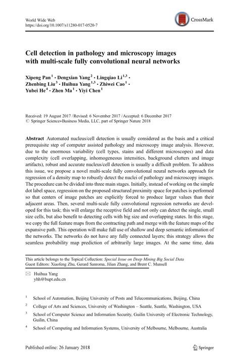 Pdf Cell Detection In Pathology And Microscopy Images With Multi Scale Fully Convolutional