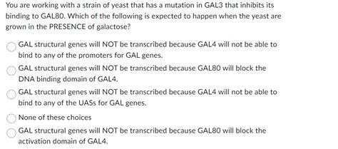 Solved You Are Working With A Strain Of Yeast That Has A