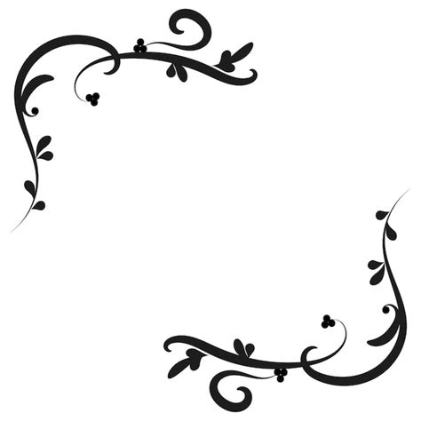 Premium Vector Corner Floral Ornament Black Corner Floral Pattern For Stencil Element Design