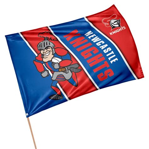 Newcastle Knights Nrl Retro Mascot Design Game Day Pole Flag Banner
