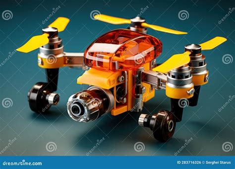 A Yellow Toy Airplane With Propellers On A Blue Surface Generative Ai