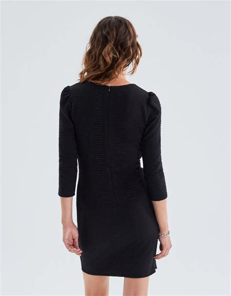 Robe Noire Jacquard Motif Python Femme Ikks