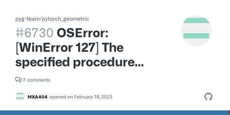 OSError WinError 127 The Specified Procedure Could Not Be Found Issue 6730 Pyg Team