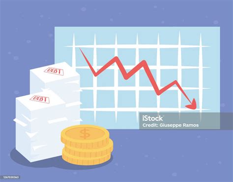 파산 다운 래드 화살표 차트 동전 및 부채 논문 비즈니스 금융 위기 0명에 대한 스톡 벡터 아트 및 기타 이미지 0명 가라앉음 경제 Istock