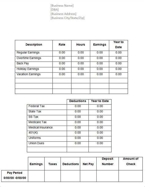 Free Check Stub Templates PDF Excel Sample Documents