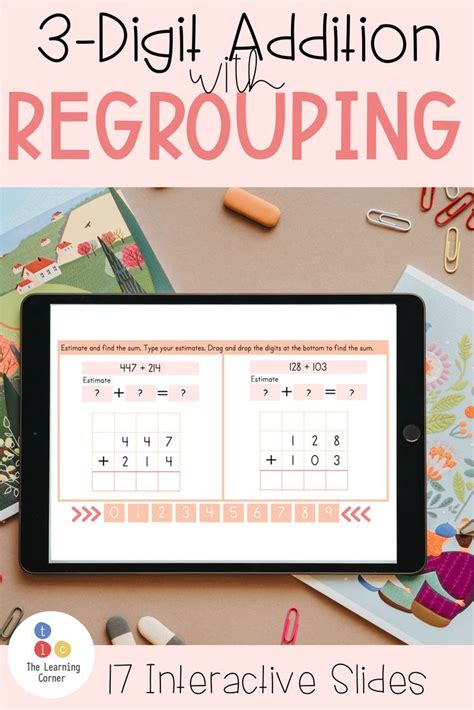 3 Digit Addition With Regrouping Digital Math Activity 3rd Grade No