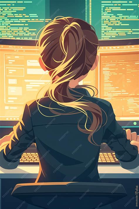 Caucasian Female Software Developer In Her 40s Debugging A Program Premium Ai Generated Vector