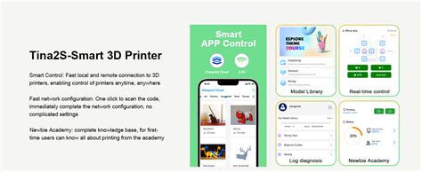 Tina2s 3d Printer With Wifi Cloud Printing Fully Assembled And Mini 3d