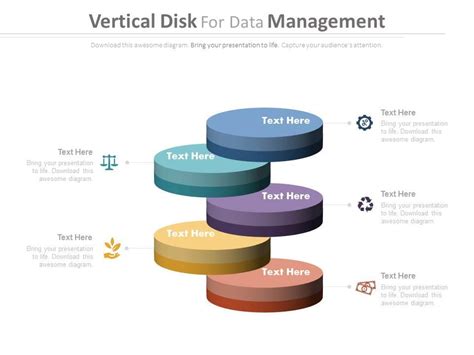 new five staged vertical disk for data management flat powerpoint
