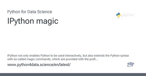 Ipython Magic Python For Data Science