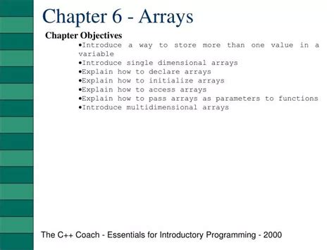 Ppt Chapter 6 Arrays Powerpoint Presentation Free Download Id