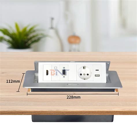 Aluminum Alloy Pop Up Tabletop Power Socket Eu Power Socket With Modular Configurations