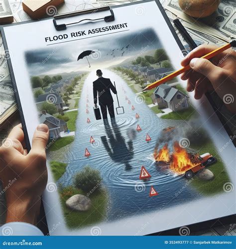Flood Risk Assessment A Person Assessing Flood Risk Determining Stock Illustration