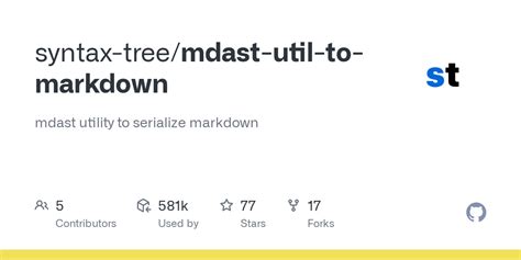 GitHub Syntax Tree Mdast Util To Markdown Mdast Utility To Serialize Markdown