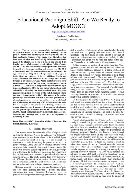 Pdf Educational Paradigm Shift Are We Ready To Adopt Mooc