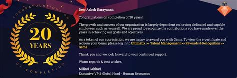 🌟 Celebrating 20 Amazing Years At Tata Consultancy Services 🌟 Grateful To Tata Consultancy