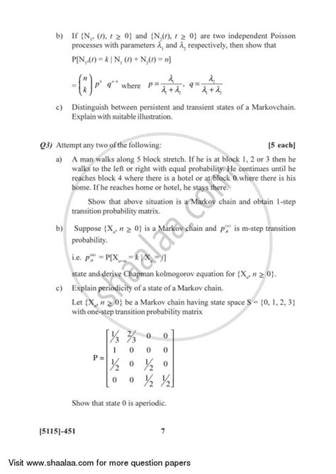 Introduction To Stochastic Processes B Sc Statistics Semester TYBSc Pattern