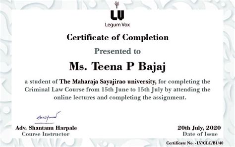 Teena Bajaj On Linkedin Finally Completed The Criminal Law Course With