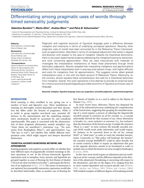 Pdf Differentiating Among Pragmatic Uses Of Words Through Timed