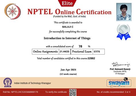Rc Balaji On Linkedin Twoinarow 3rdsilvercertification Nptel Iot