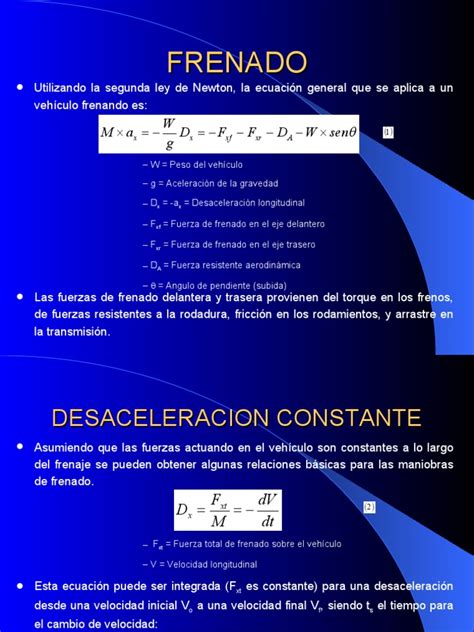 Aceleración De Frenado En Vehículos Pdf Eje Aceleración