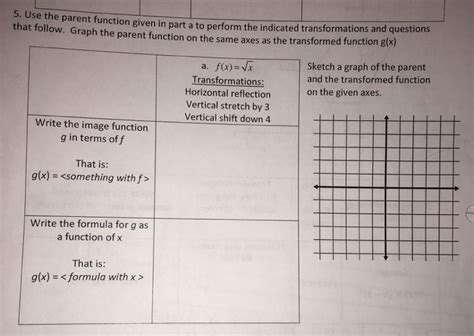 Solved Parent Function Given In Part A To Perform The Chegg Com