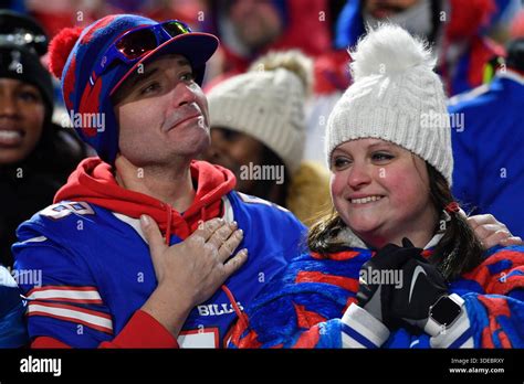 Fans Watch A Ceremony After The Buffalo Bills Beat The New York Jets In The Bills Final Regular