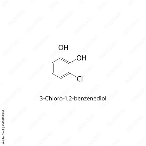 3 Chloro 1 2 Benzenediol Skeletal Structure Aromatic Diol Compound Schematic Illustration