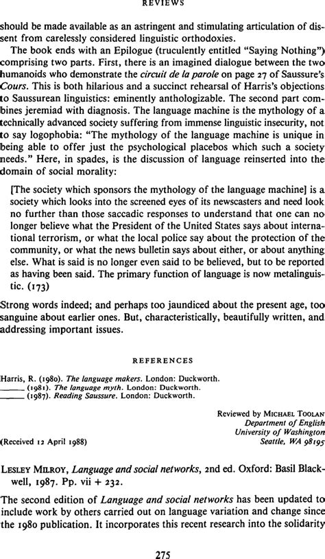 Lesley Milroy Language And Social Networks 2nd Edoxford Basil
