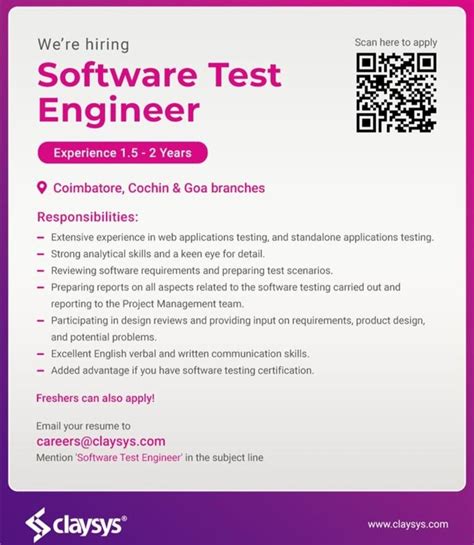 Software Test Engineer Claysys
