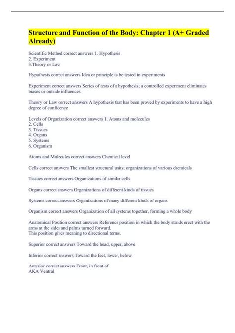 Structure And Function Of The Body All Accurately Answered Stuvia Us