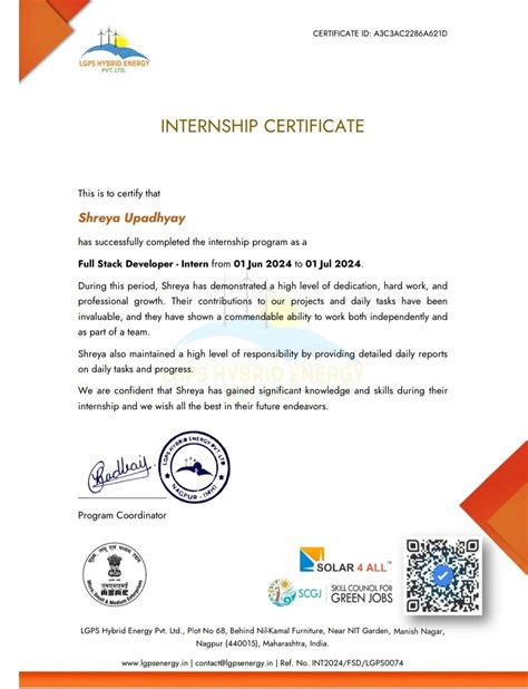 shreya upadhyay on linkedin internship fullstackdevelopment