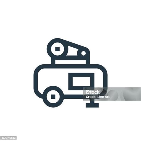 기계 개념에서 공기 압축기 아이콘 벡터 공기 압축기 편집 가능한 스트로크의 얇은 선 그림 웹 및 모바일 앱 로고 인쇄 미디어에