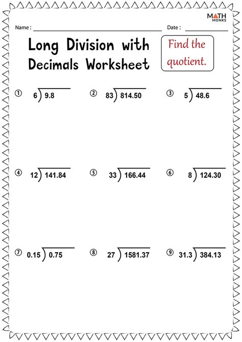 Decimal Worksheets Pdf With Answers