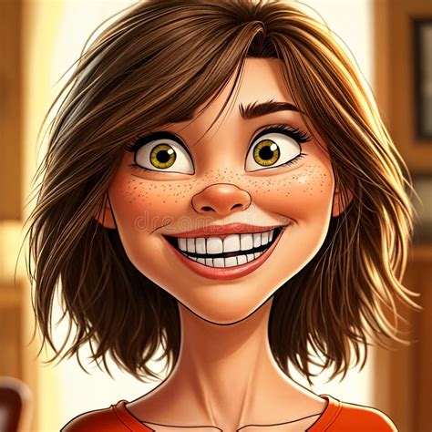 Girl With Big Eyes And Brown Hair Stock Illustration Illustration Of