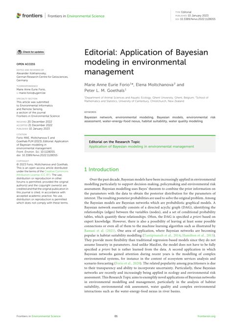 pdf editorial application of bayesian modeling in environmental management