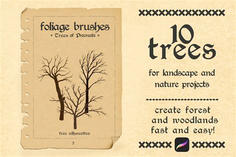 Procreate Tree Silhouette Brushes Stamp Brush Set Of Foliage