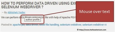 How To Get Text From Web Element Which Is Displayed On Mouse Over Hello Selenium
