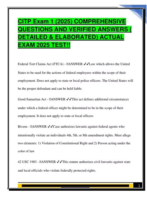 Citp Exam 1 2025 Comprehensive Questions And Verified Answers Detailed And Elaborated Actual