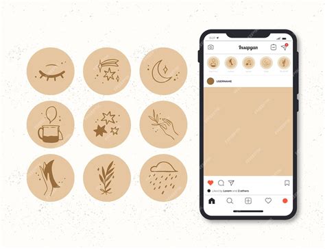 손으로 그린 인스 타 그램 하이라이트 컬렉션 무료 벡터