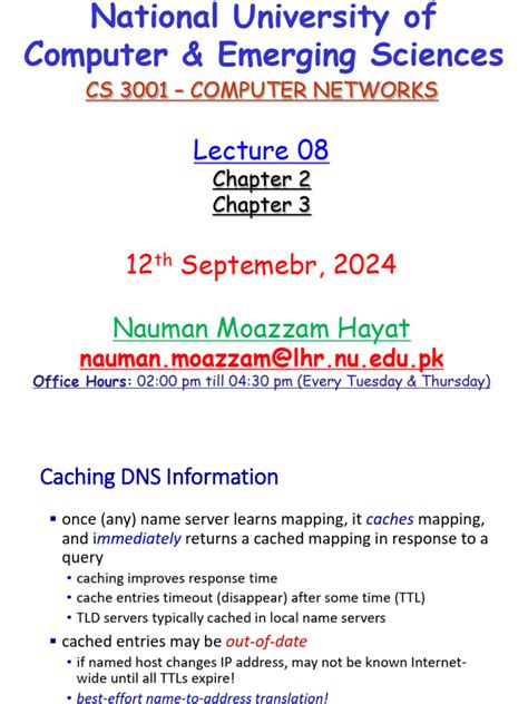 lecture 08 chapter 2 chapter 3 12 sep 2024 pdf domain name system computer network