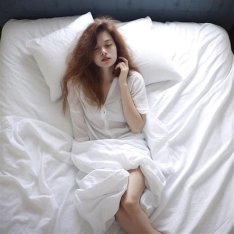 A Woman In Bed With Beautiful Sheets Premium Ai Generated Image