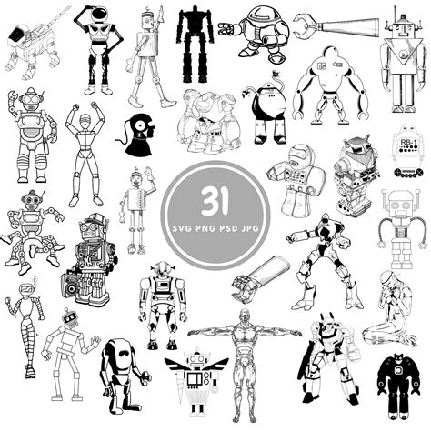 Robot SVG 31 Transformer Svg Bundle PNG PSD Etsy