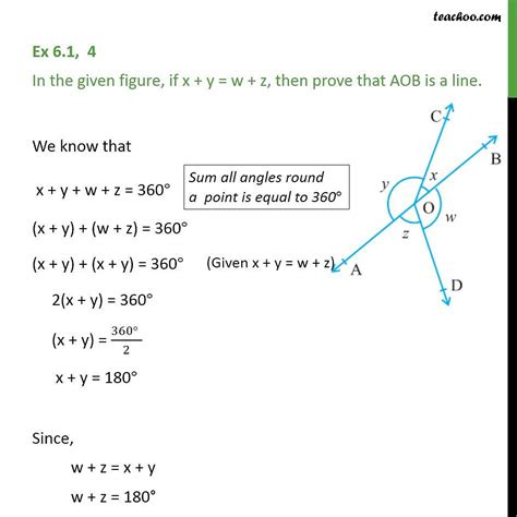 Ex In Figure If X Y W Z Then Prove AOB Is Line