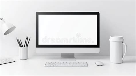 Boost Productivity Workspace Setup With Computer And Coffee Enhance