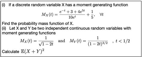 Solved I If A Discrete Random Variable X Has A Moment