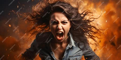 Premium Photo Empowered Young Woman Delivers Potent Punch Expressing