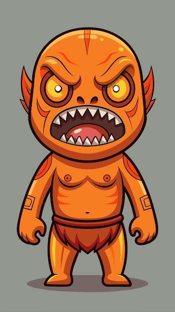 Premium Vector A Cartoon Of A Devil With A Big Orange Head
