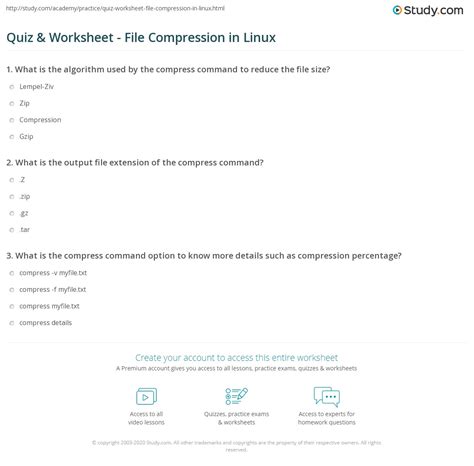 quiz and worksheet file compression in linux